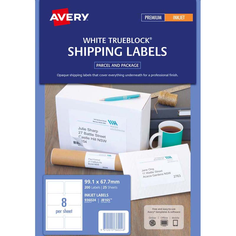 Avery Shipping Inkjet Label J8165-25 Inkjet 25 Sheets | Hobby Land