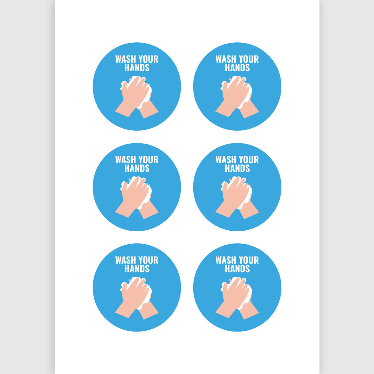Avery Pre-Printed Self-Adhesive Sign Wash Your Hands Round 6up 5 Sheet