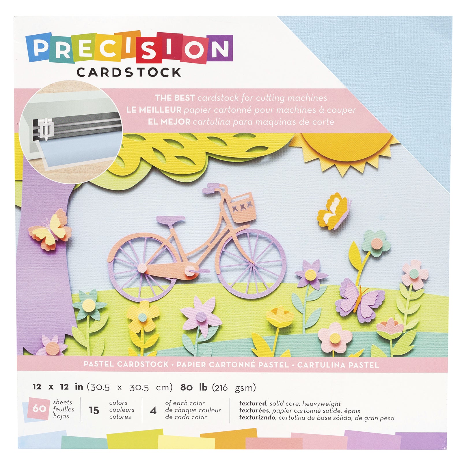 American Crafts 12" x 12" Textured 60 Sheets Pastel Precision Cardstoc