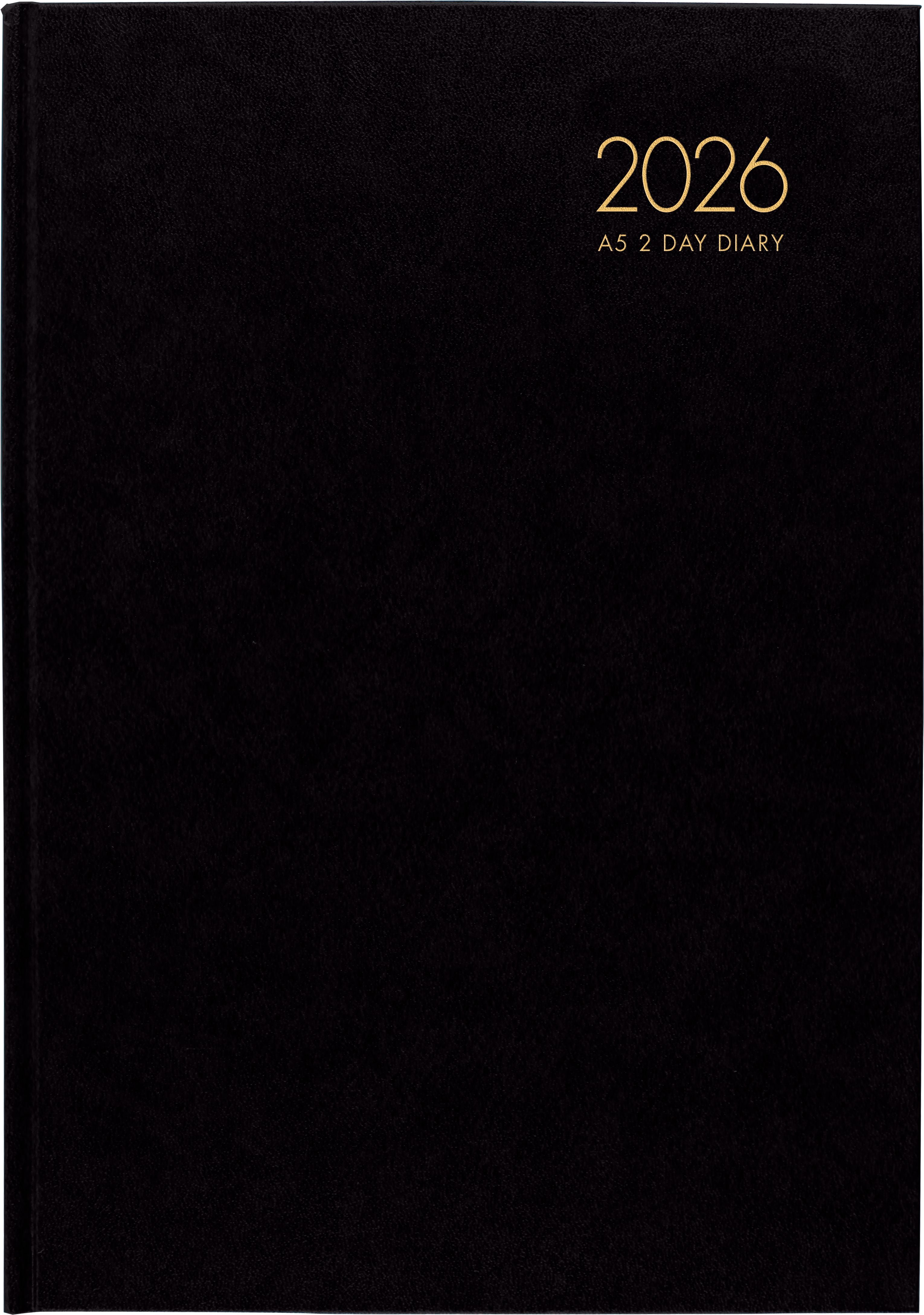 Windsor A42 2 Day to Page Diary Black Even Year