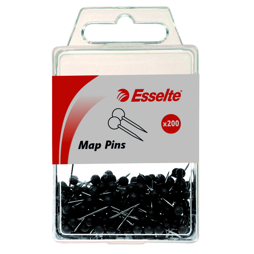 Esselte Map Black Pins Pack Of 200