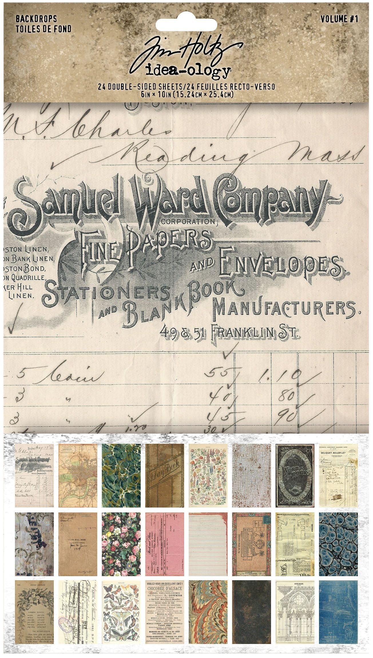 Tim Holtz Idea-Ology Backdrops 6"X10" Volume #1 Double-Sided Cardstock