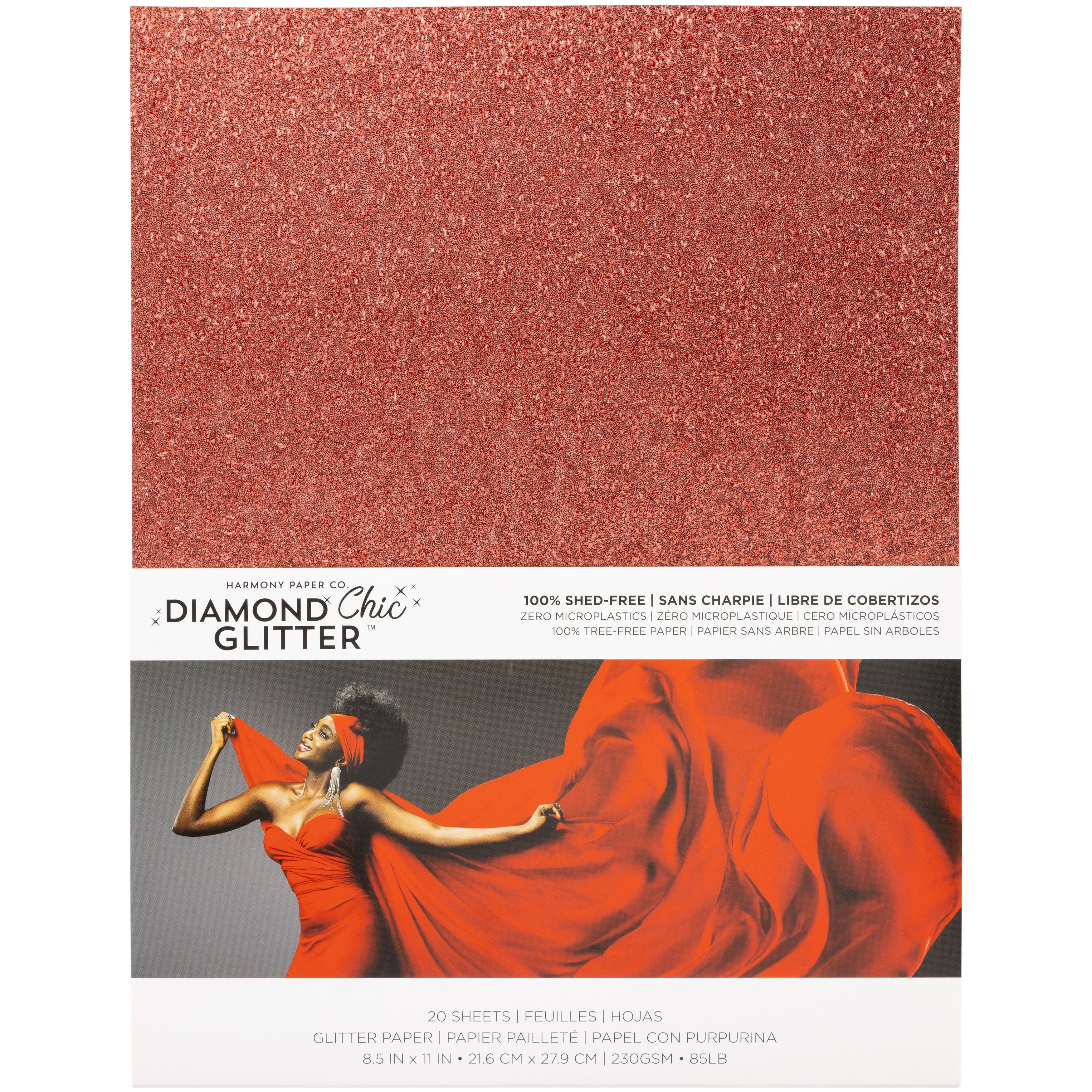 Harmony 8.5"x11" 230gsm Scarlet Diamond Chic Glitter Cardstock Pack of