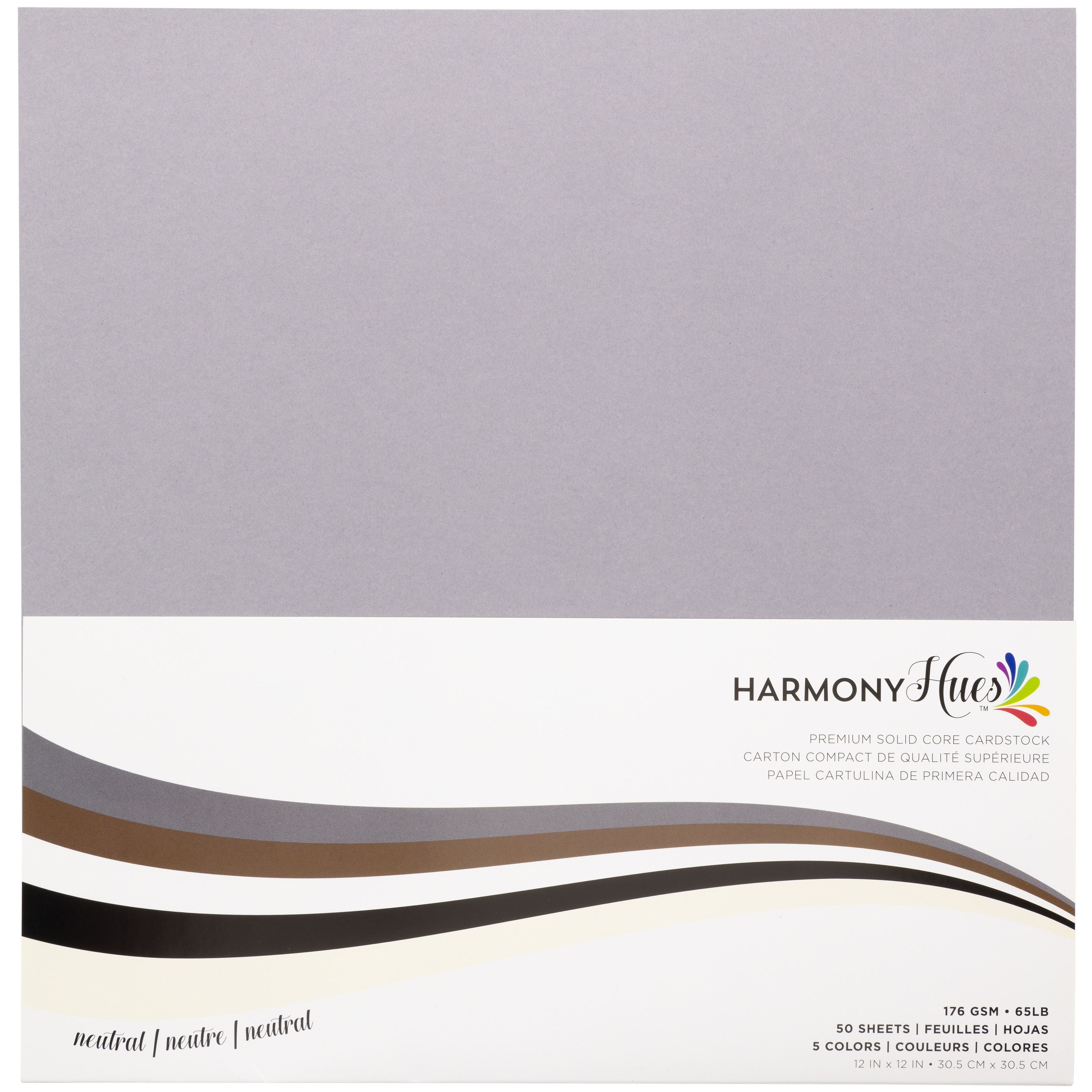 Harmony Hues 12"x12" 176gsm Neutral Smooth Cardstock Pack of 50 Sheets