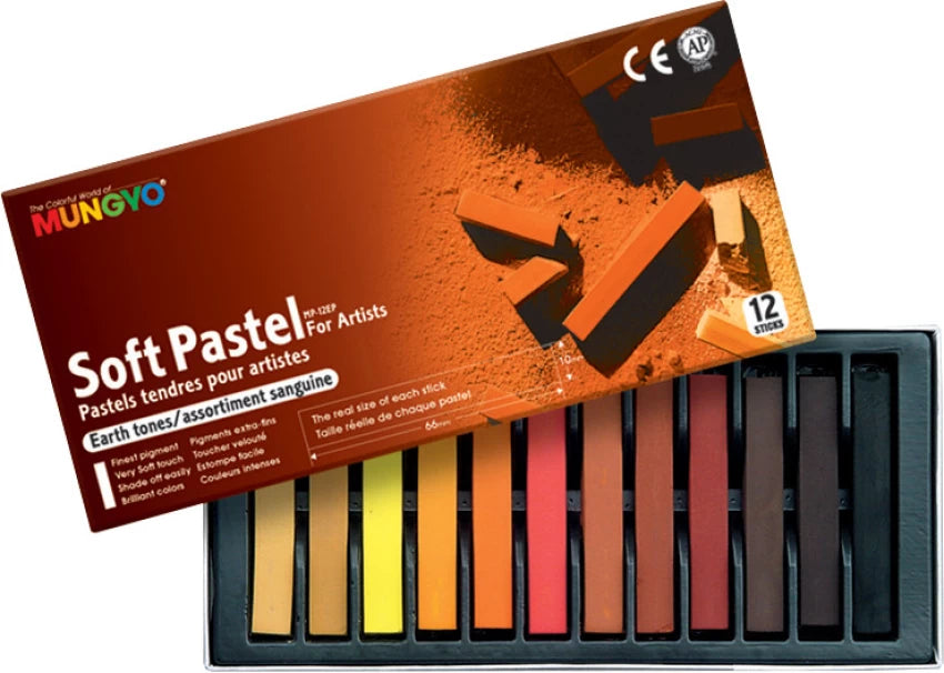 Mungyo Artist Square Soft Pastels Set of 12 Earthtones | Hobby Land