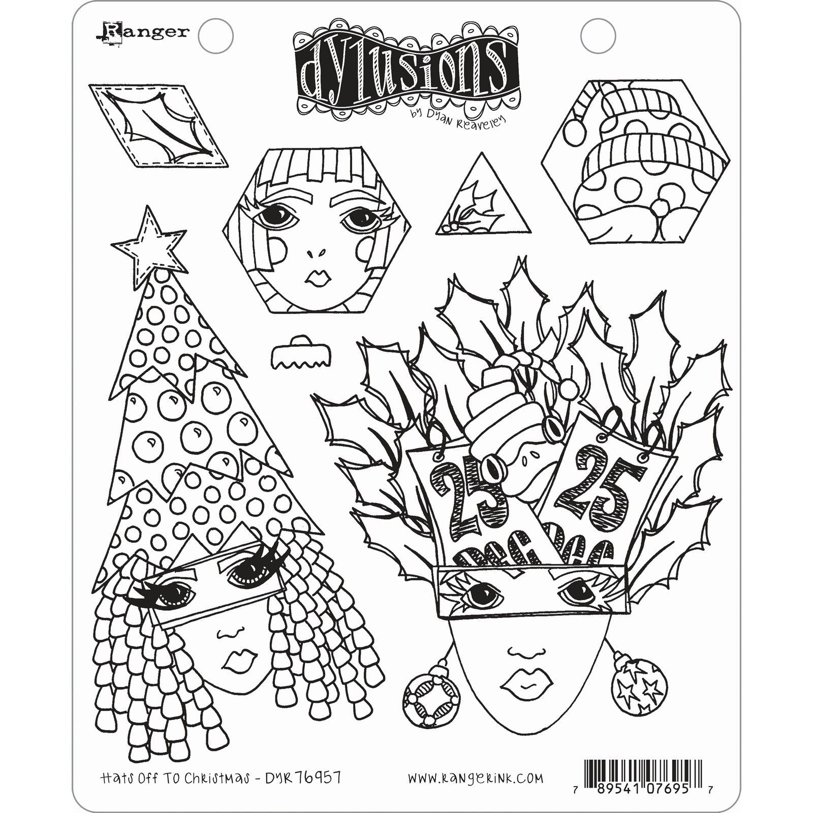 Dylusions Hats Off to Christmas Cling Rubber Stamp Set