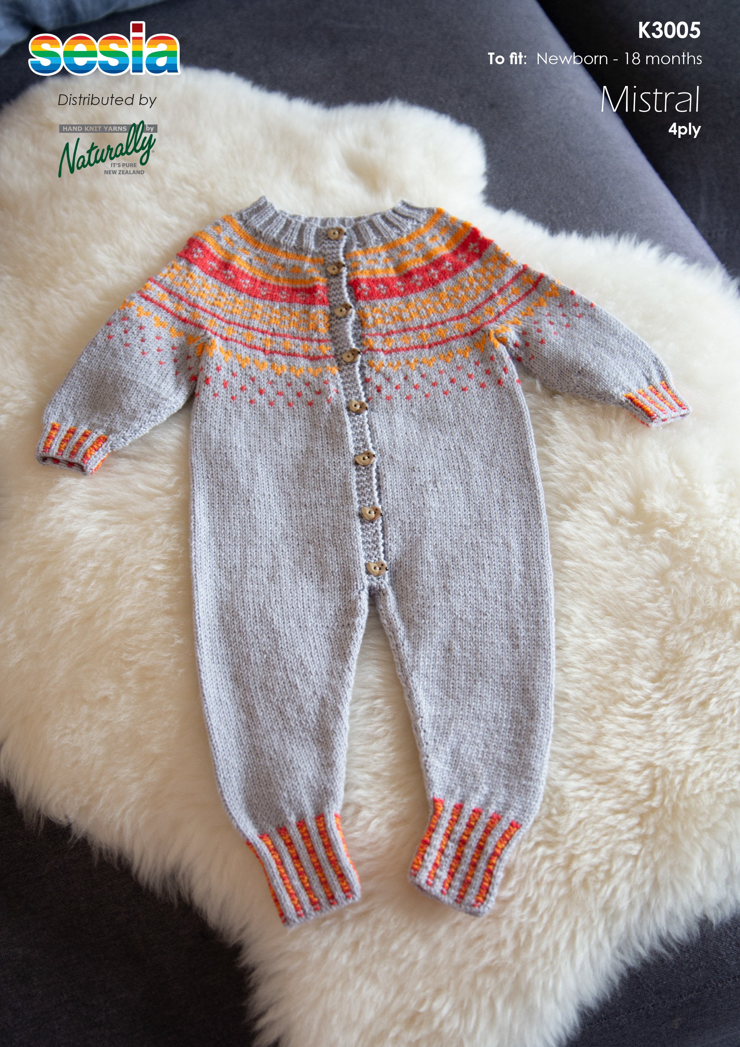 Knitting Pattern K3005 - Kids Overalls 0-18 Months 4ply Yarn