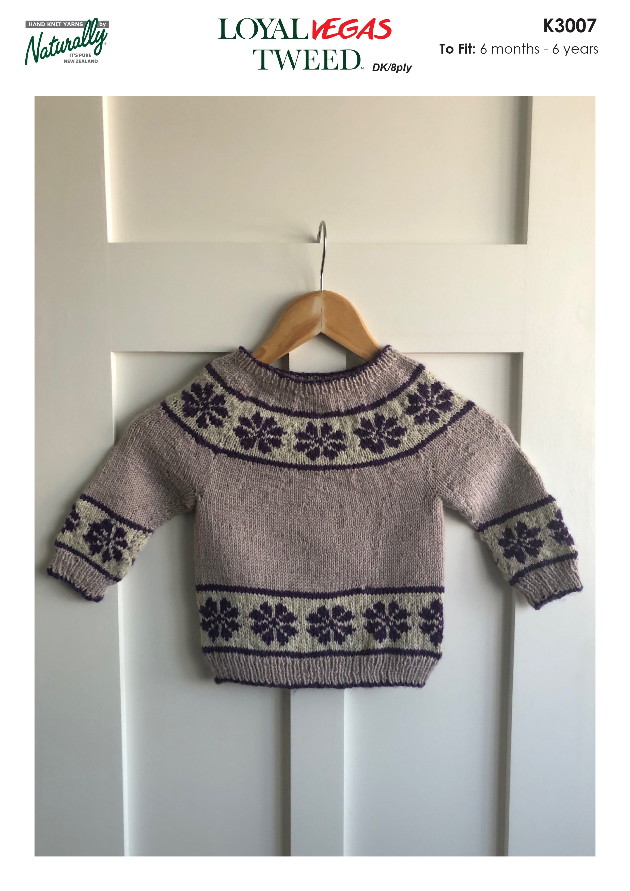 Knitting Pattern K3007 - Kids Sweater 6 Months - 6 Years 8ply Yarn