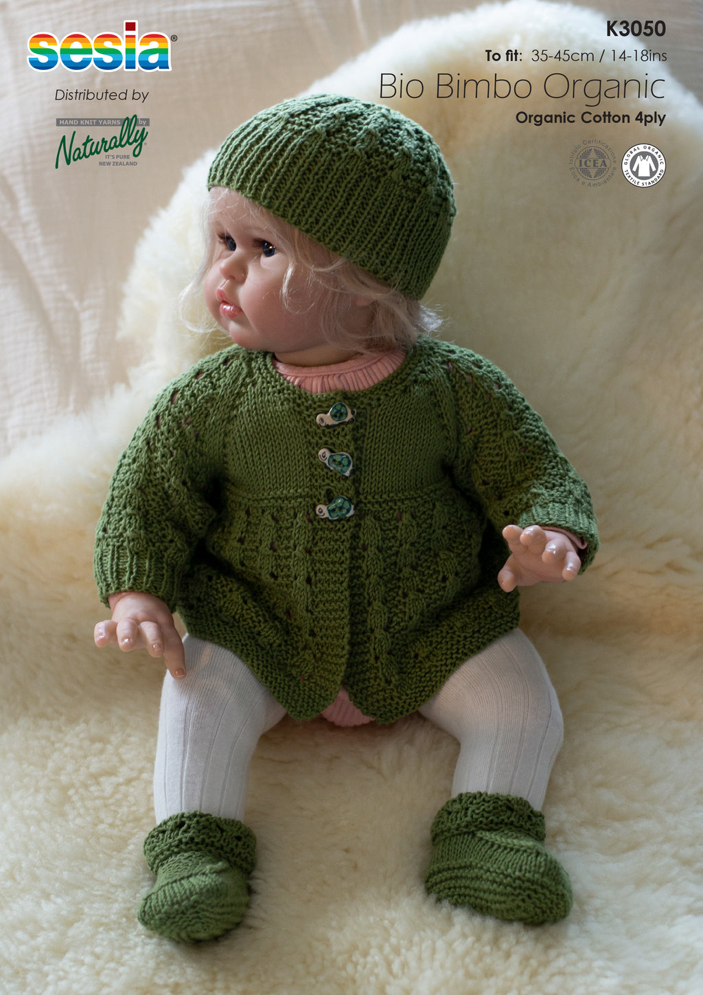 Knitting Pattern K3050 - Kids Hat & Booties 0-18 Months 4ply Yarn