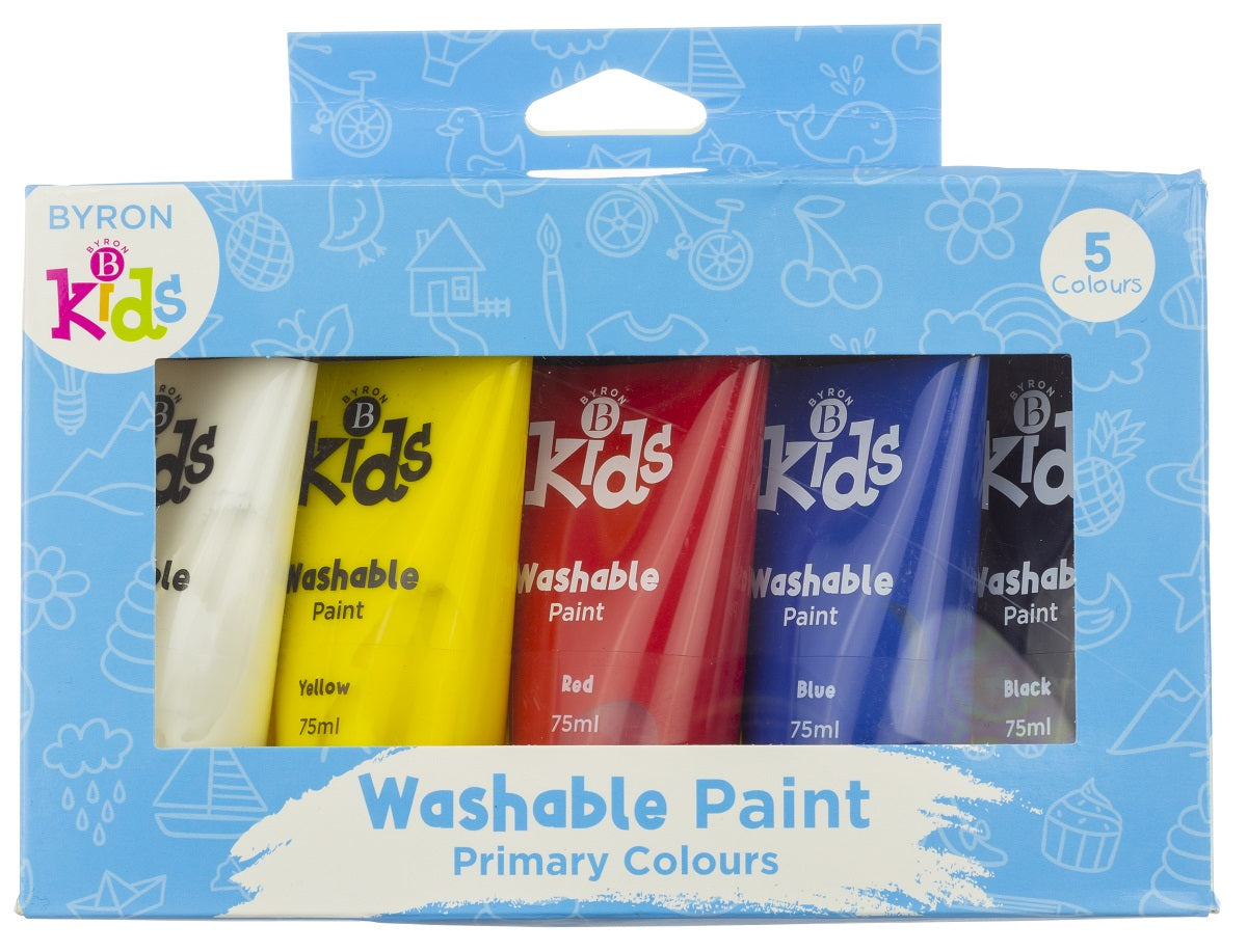 Jasart Byron Kids 75ml Wash Paints Primary Set of 5 | Hobby Land