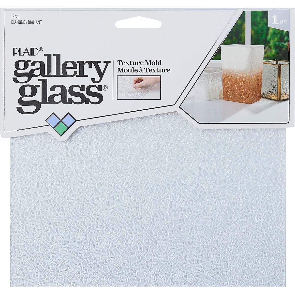 Plaid Gallery Glass 8x8inch Diamond Texture Plate