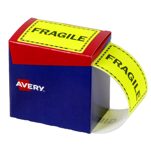 Avery Label Dispenser Fragile 75x99.6mm 750 Labels | Hobby Land