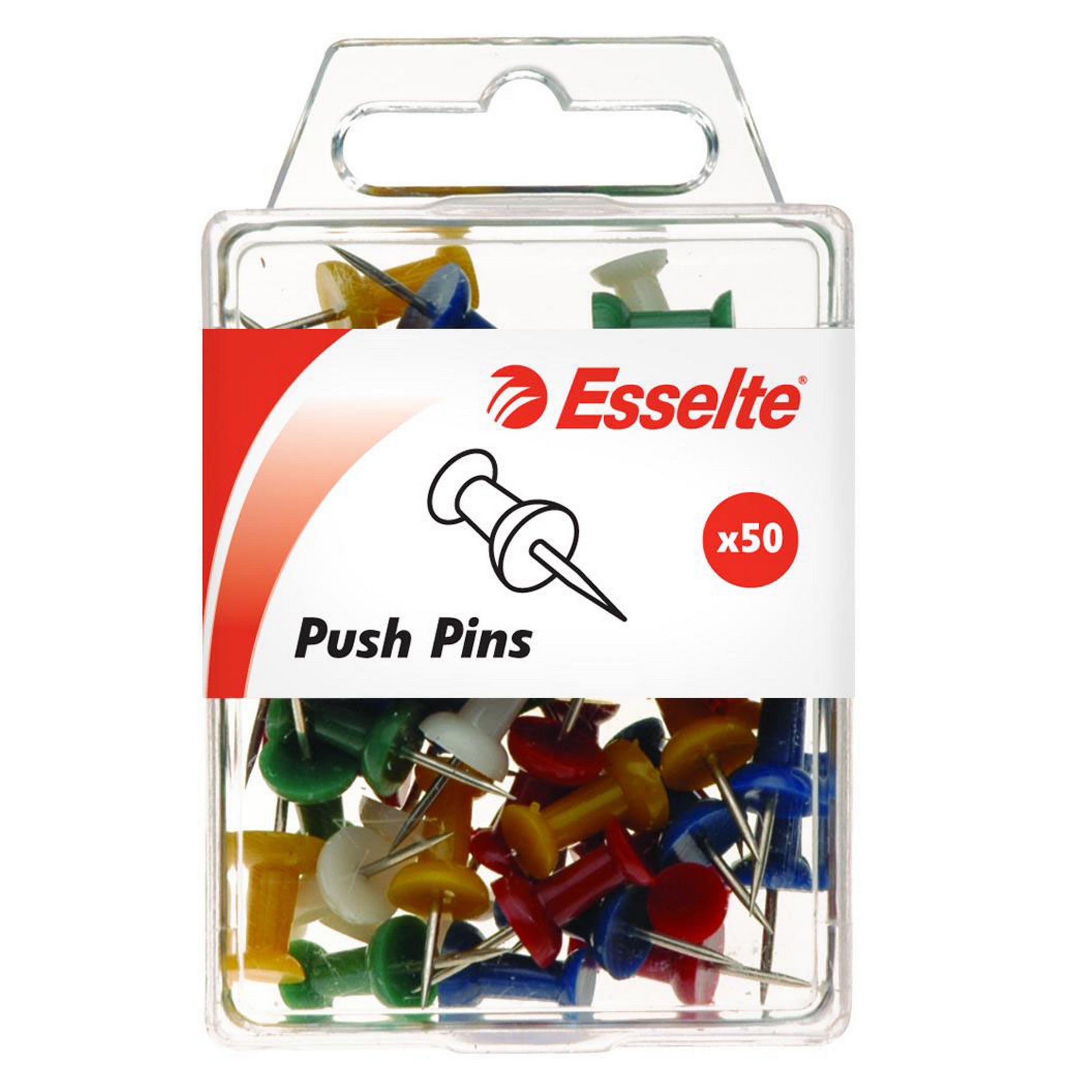 Esselte Push Pins Assorted Pack Of 50 | Hobby Land