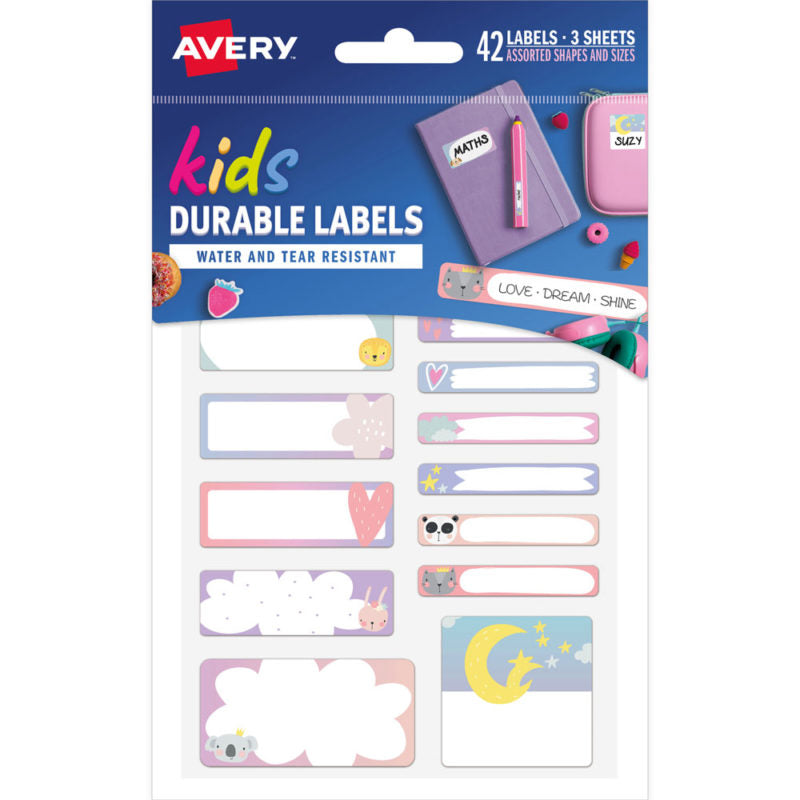 Avery School Label Multipack - Love Dream Shine 3 Sheets | Hobby Land