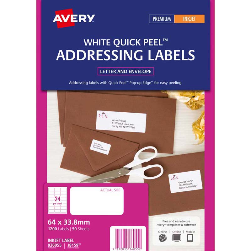 Avery Addressing Inkjet Label J8159-50 Inkjet 50 Sheets | Hobby Land