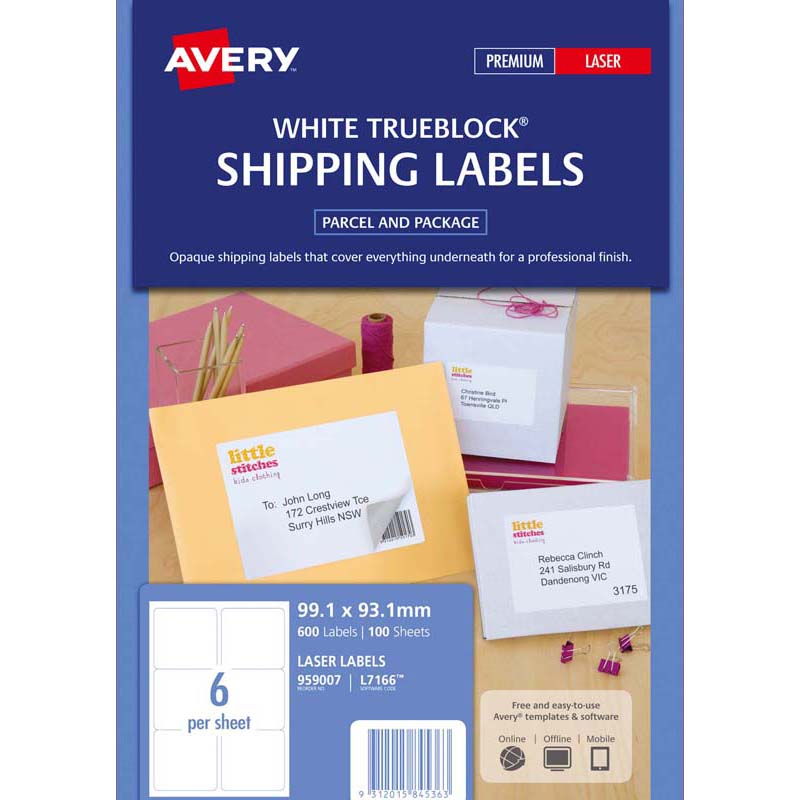 Avery Shipping Laser Labels L7166-100 100 Sheets | Hobby Land