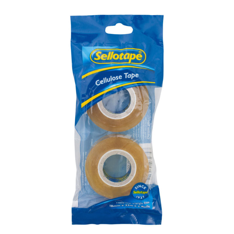 Sellotape 3274 Cellulose 2-pack Size 18mm X 33m Clear Tape Easy Tear T