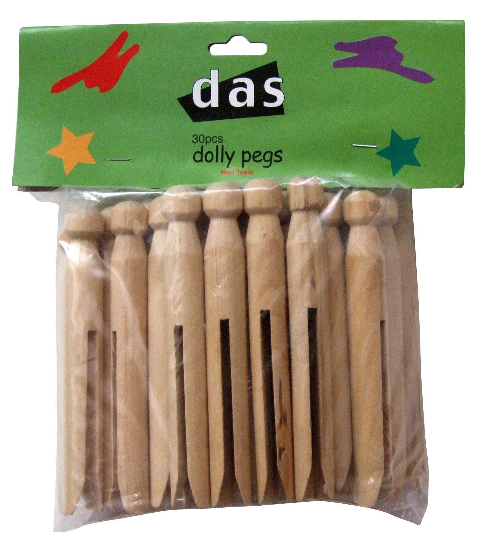 Das Wooden Dolly Pegs Plain Colour Pack Of 30 | Hobby Land