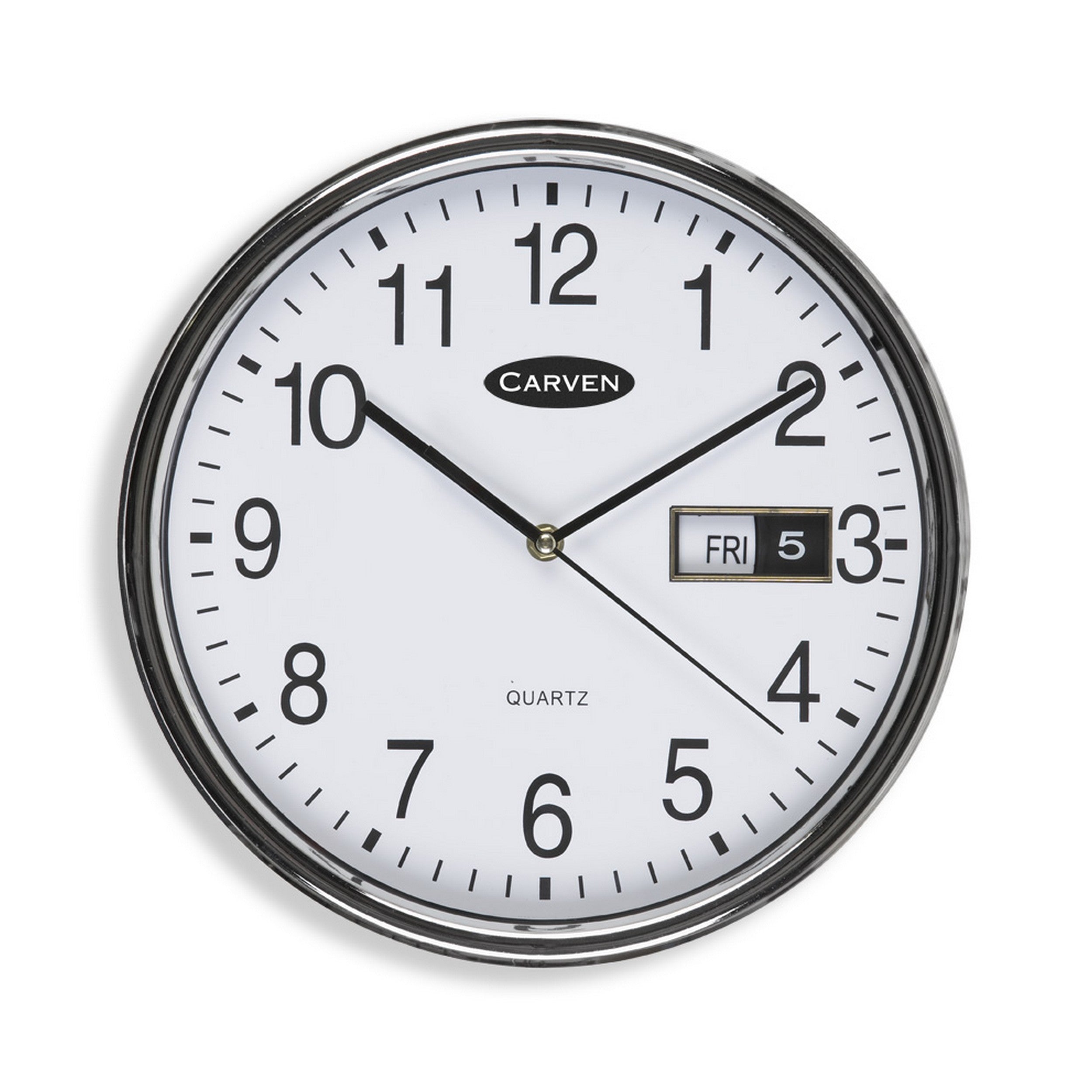 Carven Clock 285mm Silver Rim With Date | Hobby Land