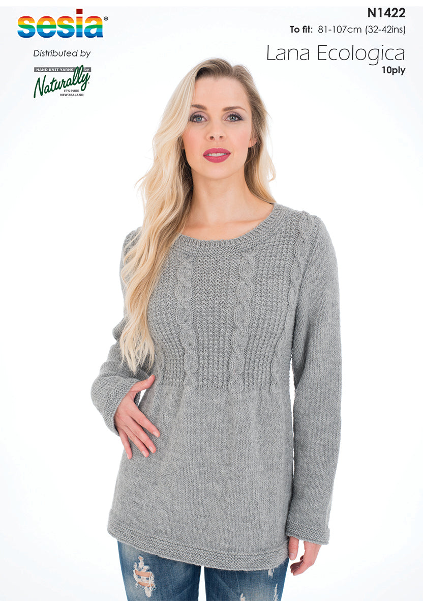 Knitting Pattern N1422 - Womens Sweater 32-42" 10ply Yarn