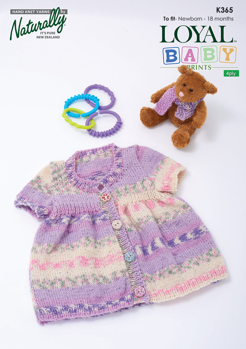 Knitting Pattern K365 - Kids Dress 0-18 Months 4ply Yarn
