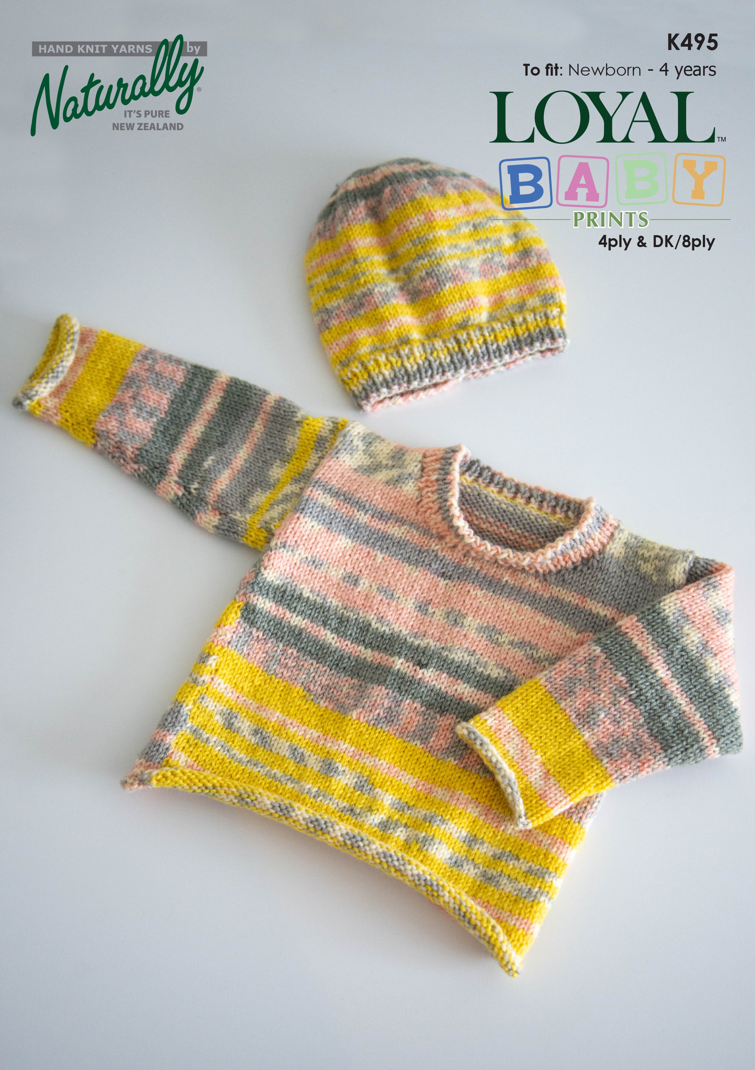 Knitting Pattern K495 - Kids Sweater & Hat 0-4 Years 4ply & 8ply Yarn