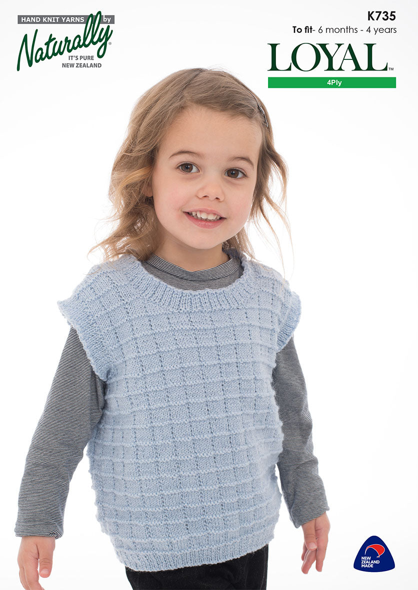 Knitting Pattern K735 - Kids Vest 6 Months - 4 Years 4ply Yarn