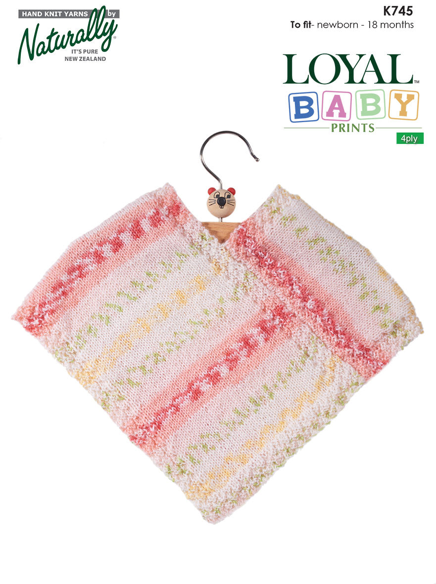 Knitting Pattern K745 - Kids Poncho 0-18 Months 4ply Yarn