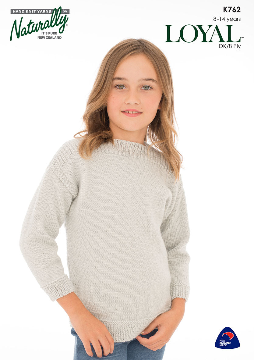 Knitting Pattern K762 - Kids Sweater 8-14 Years 8ply Yarn